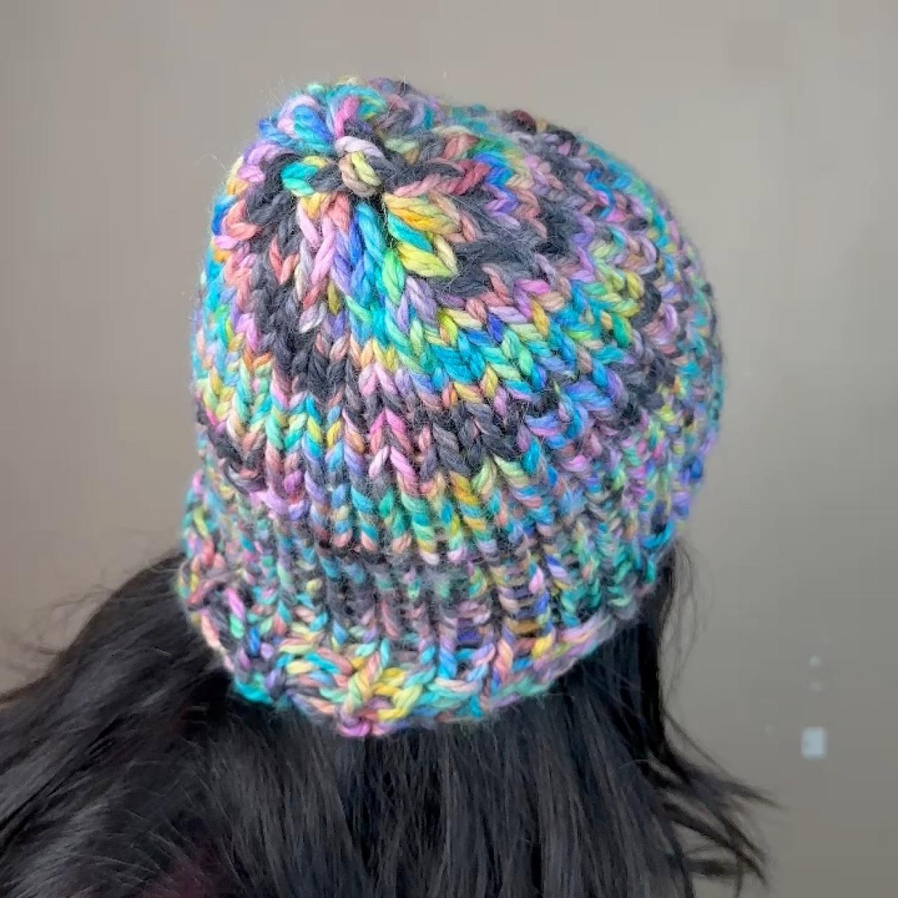 Handmade Knit Bucket Hat Beanie Sunset Rainbow... - Depop
