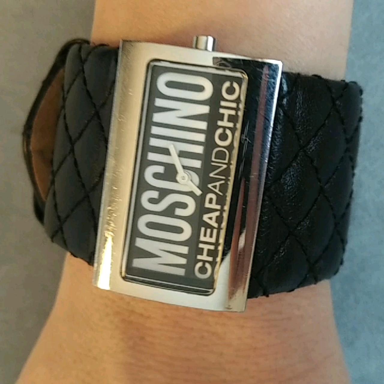 MOSCHINO Vintage Watch, Leather Black - Perfect... - Depop