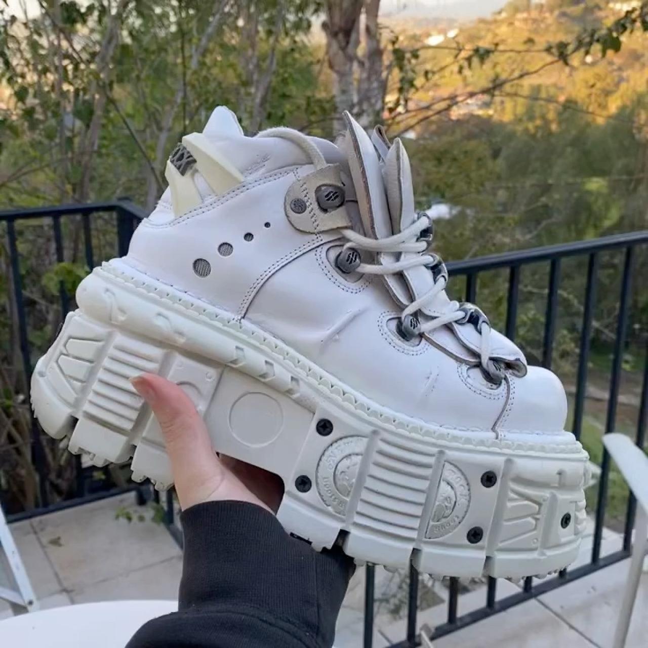 New Rock Women's White Trainers | Depop