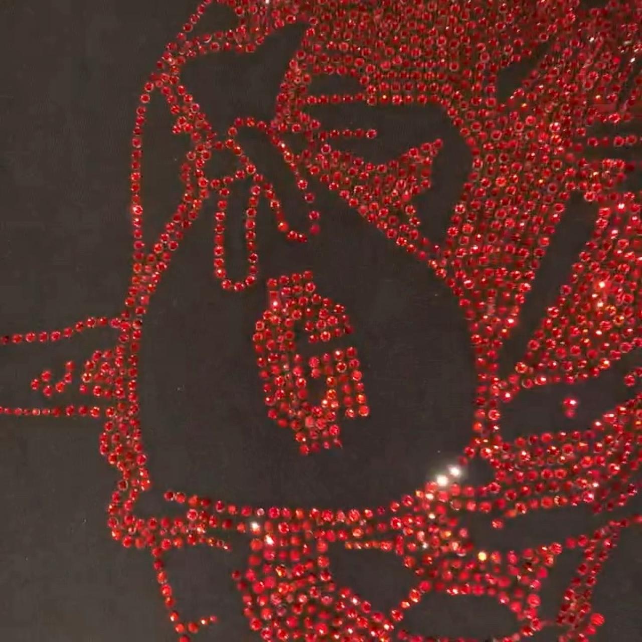 Authentic Goth Money Records Red Rhinestone Reaper... - Depop