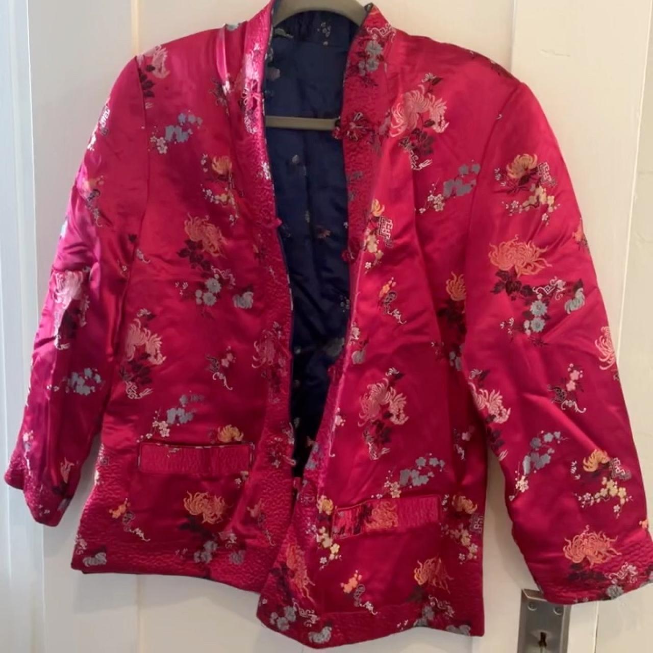 Rouje Women's Blue and Pink Jacket | Depop