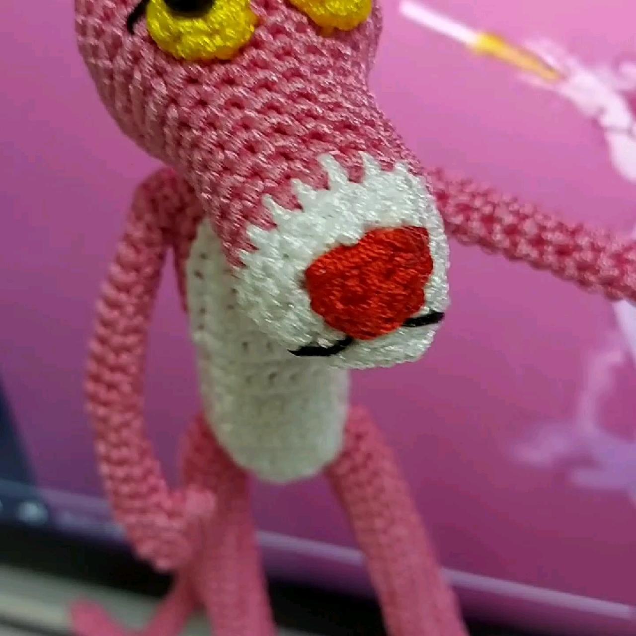 Finished crochet dolly - The Pink Panther - Cartoon... - Depop