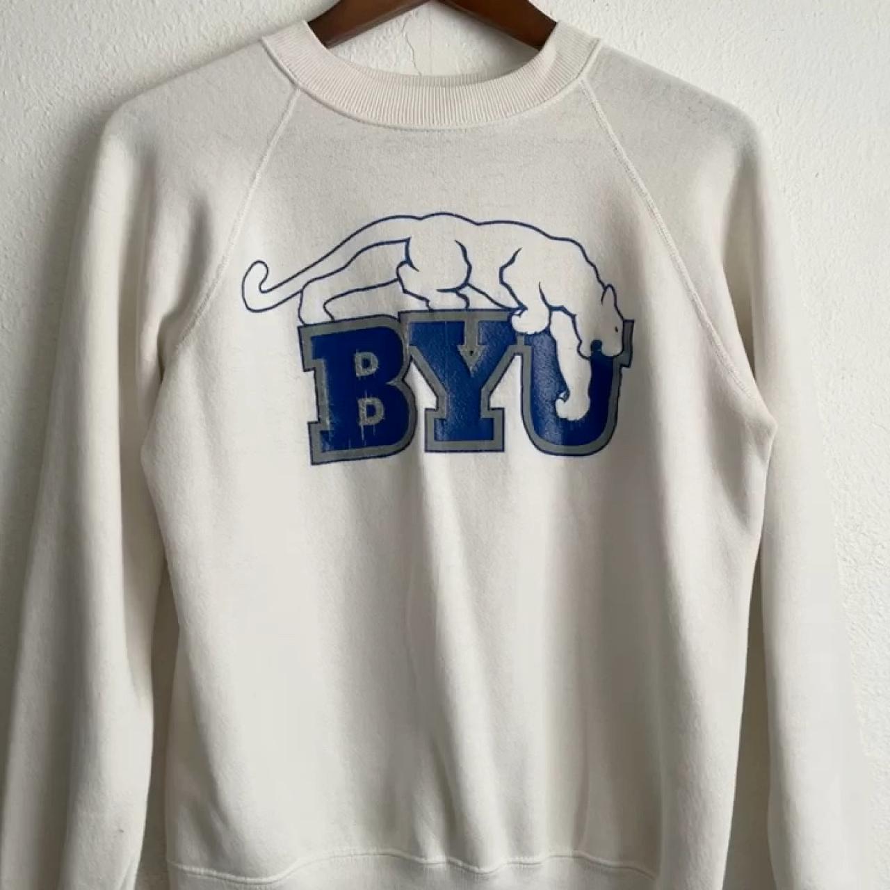 Vintage 80’s BYU Cougars Football Sweatshirt Women’s... - Depop