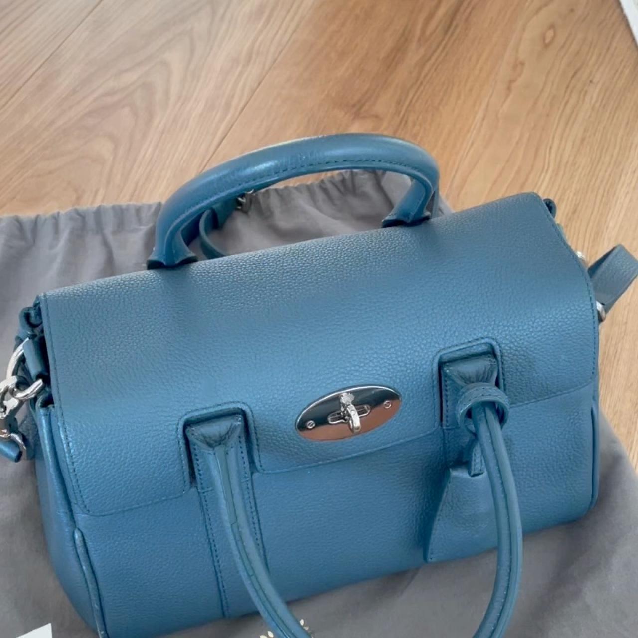 Mulberry small blue bayswater bag in small grain... - Depop