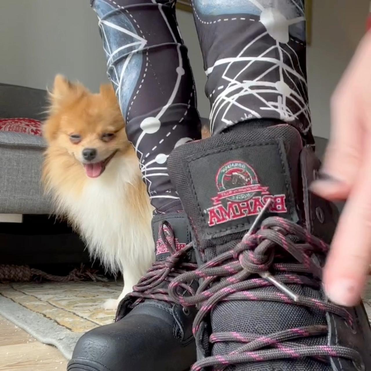 Timberland Women's Black and Pink Boots | Depop