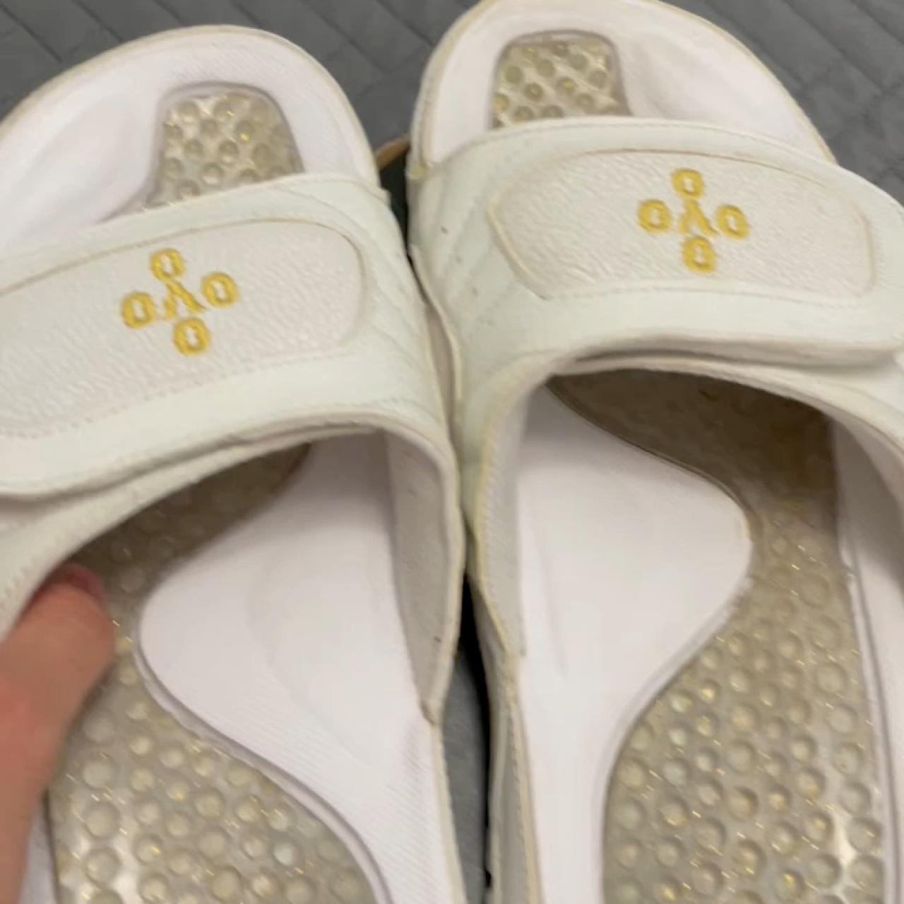 Octobers Very Own Men's White and Cream Slides | Depop