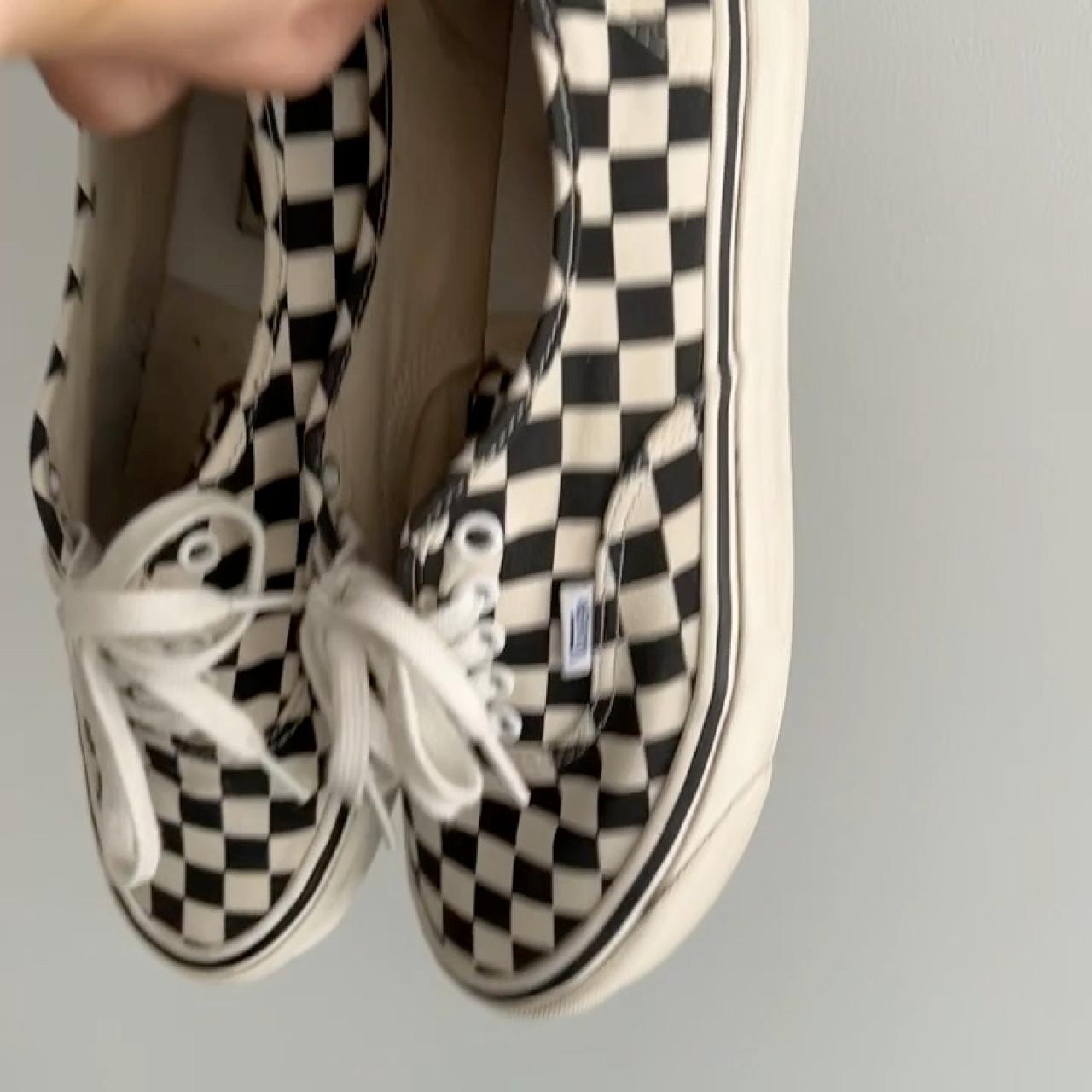 Checkered lace vans, used, worn inside but great... - Depop