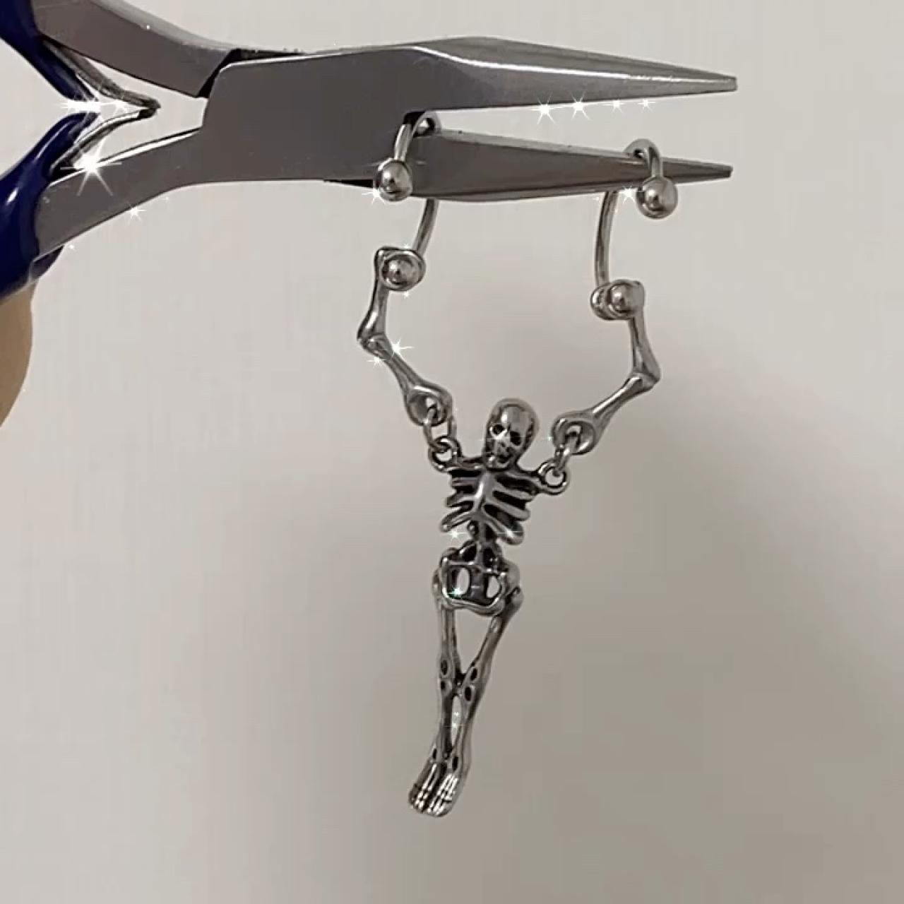 ⚰️Skeleton hanging double hoop piercing &... - Depop