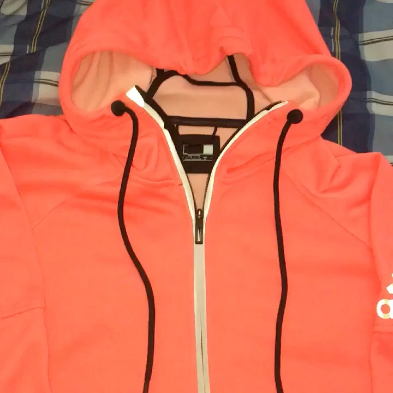 Adidas salmon neon pink zipper hoodie ‼️ OFFERING... - Depop