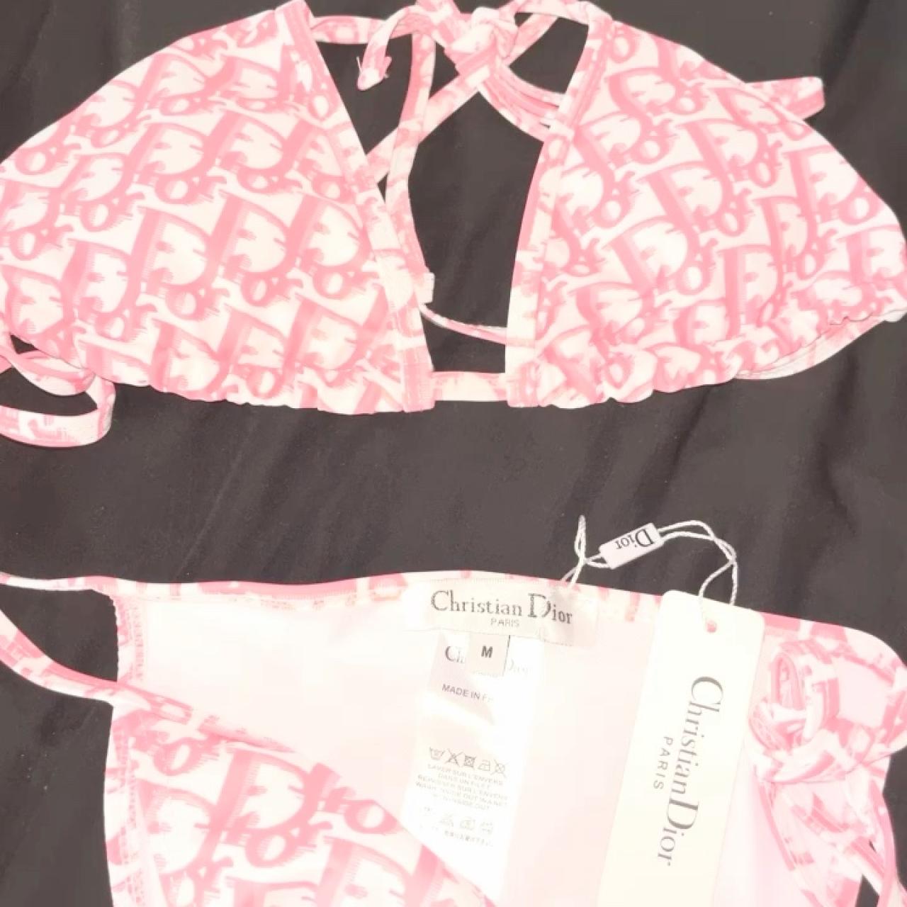 Christian Dior Women's Pink and White Bikinis-and-tankini-sets | Depop