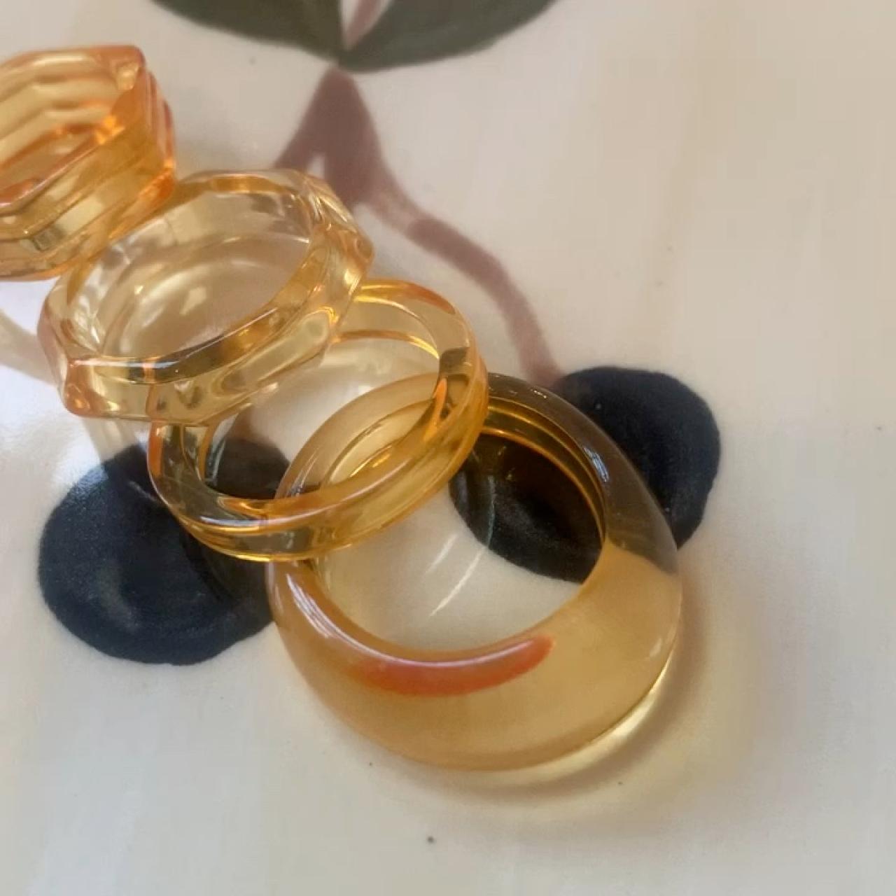 Super cute set of orange plastic rings ⭐️ (4 brand... - Depop
