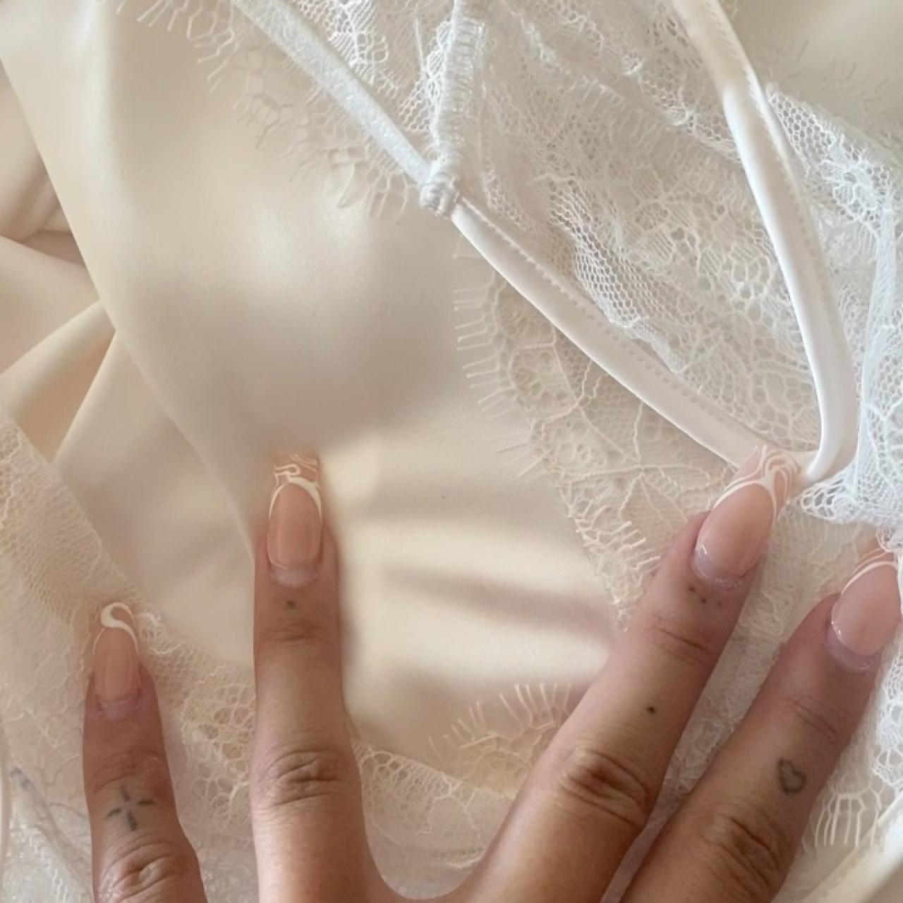 victoria secret white silk lingerie dress 🤍 has a... - Depop