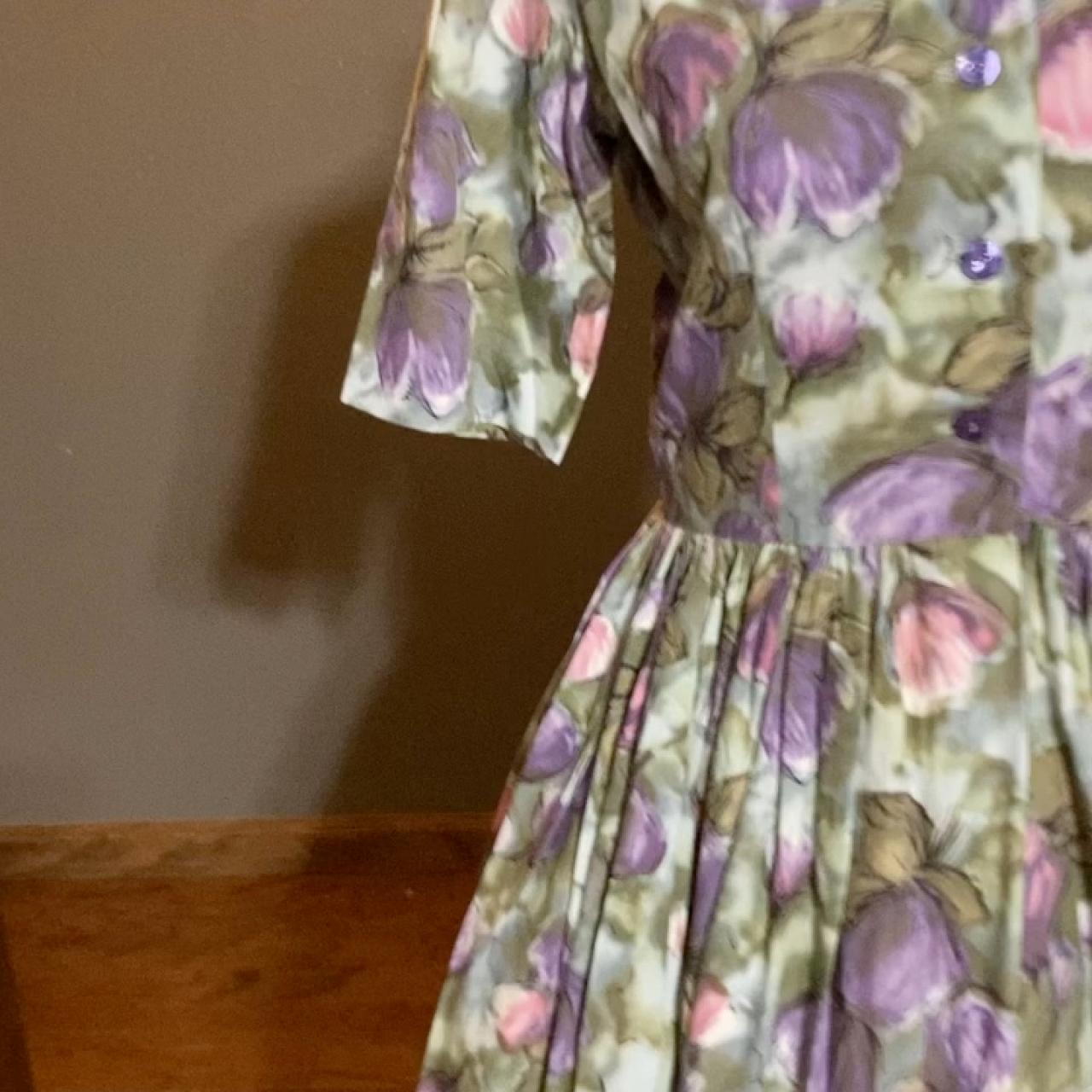 No tag, homemade 50s style floral dress with pretty... - Depop